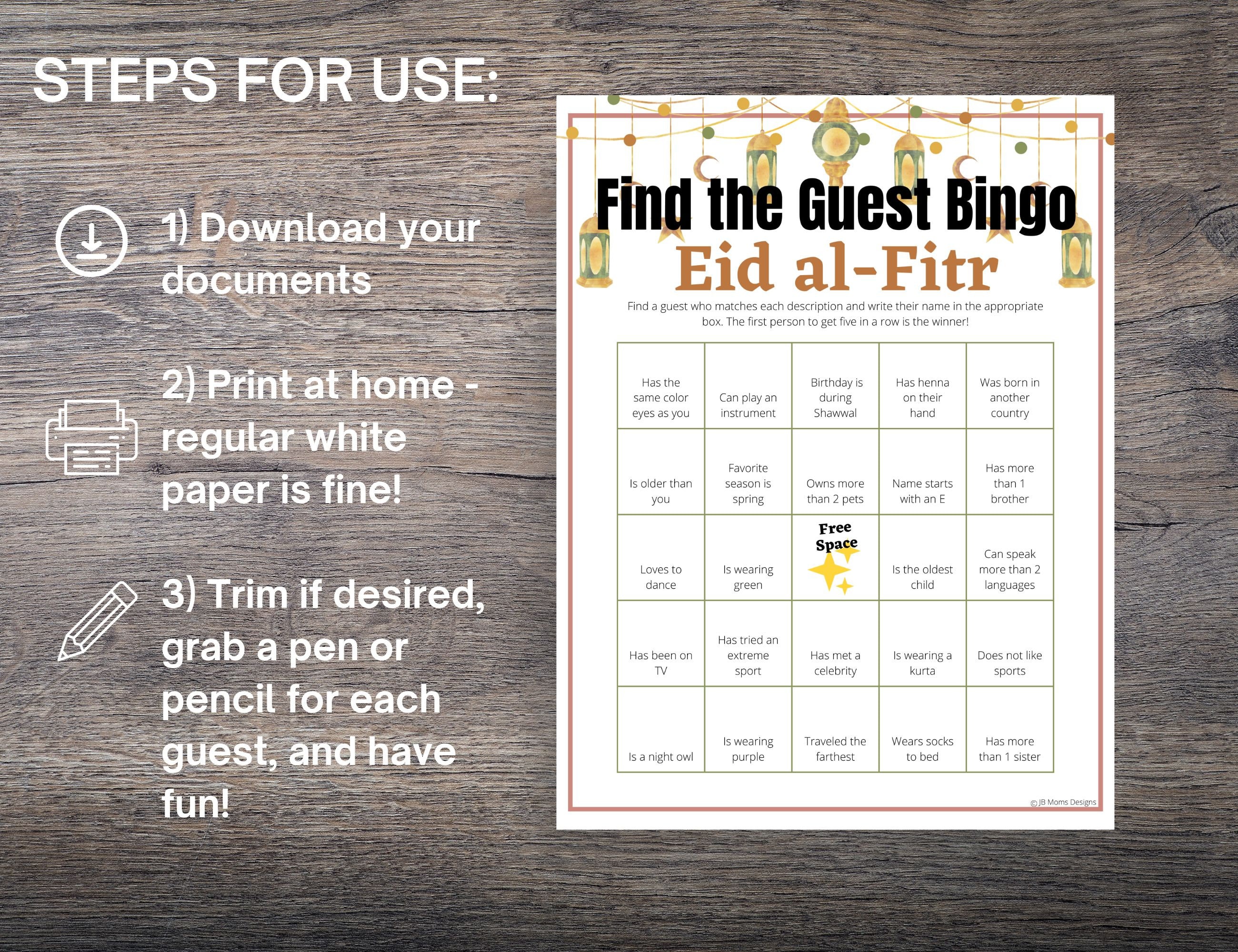 Eid Al-fitr Find the Guest Bingo Game Eid Ul-fitr Printable - Etsy ...