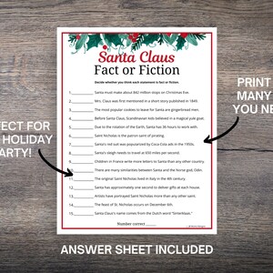 Santa Fact or Fiction Christmas Game: Fun Holiday Quiz (digital ...