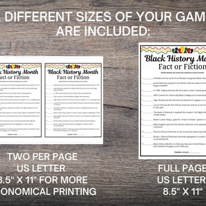Black History Month Fact or Fiction Trivia Game (printable) - Etsy