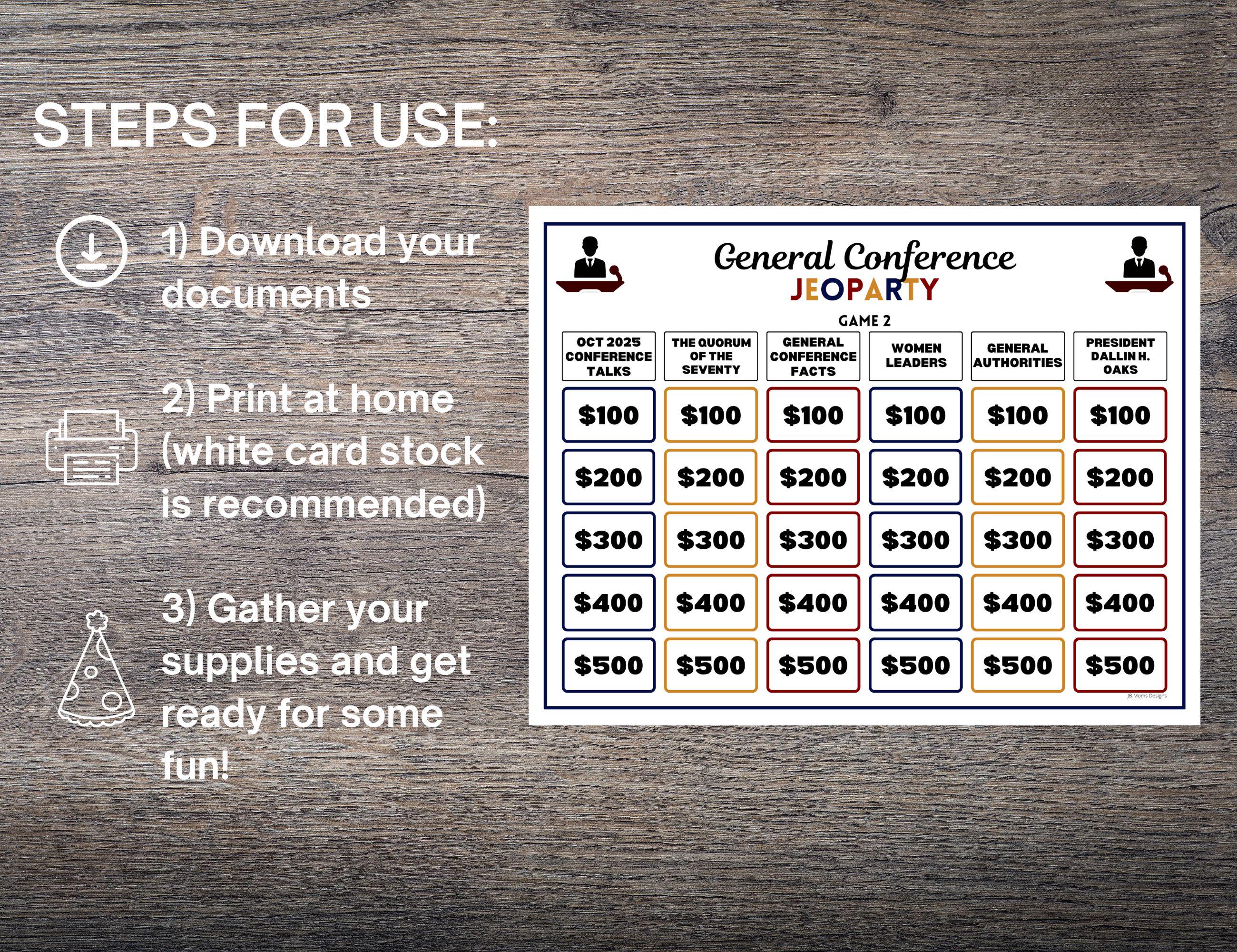General Conference Jeoparty Game: LDS Trivia (digital Download) - Etsy