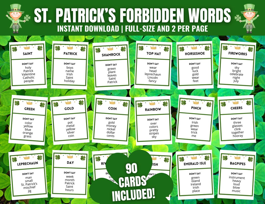 St Patricks Day Forbidden Words Game, St Patricks Day Activity, St ...