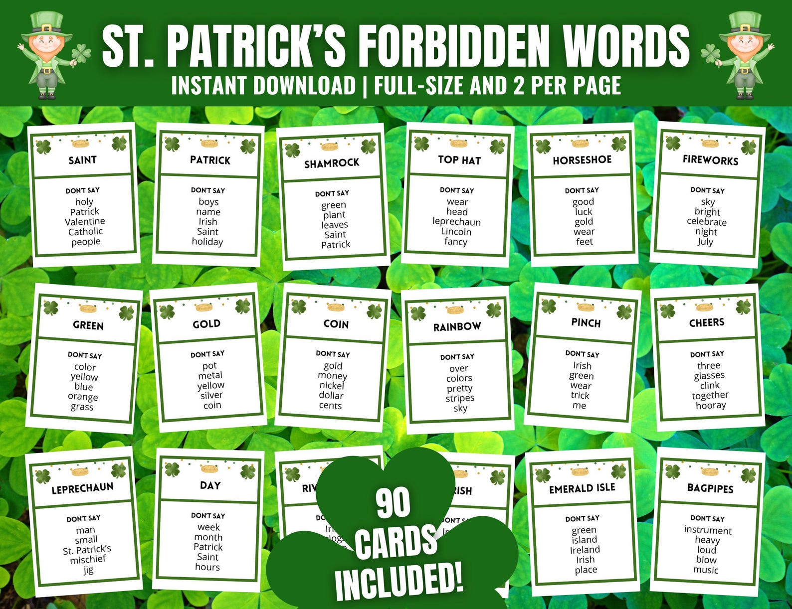 St. Patrick's Day Forbidden Words Game: Party Activity (PDF) - Etsy