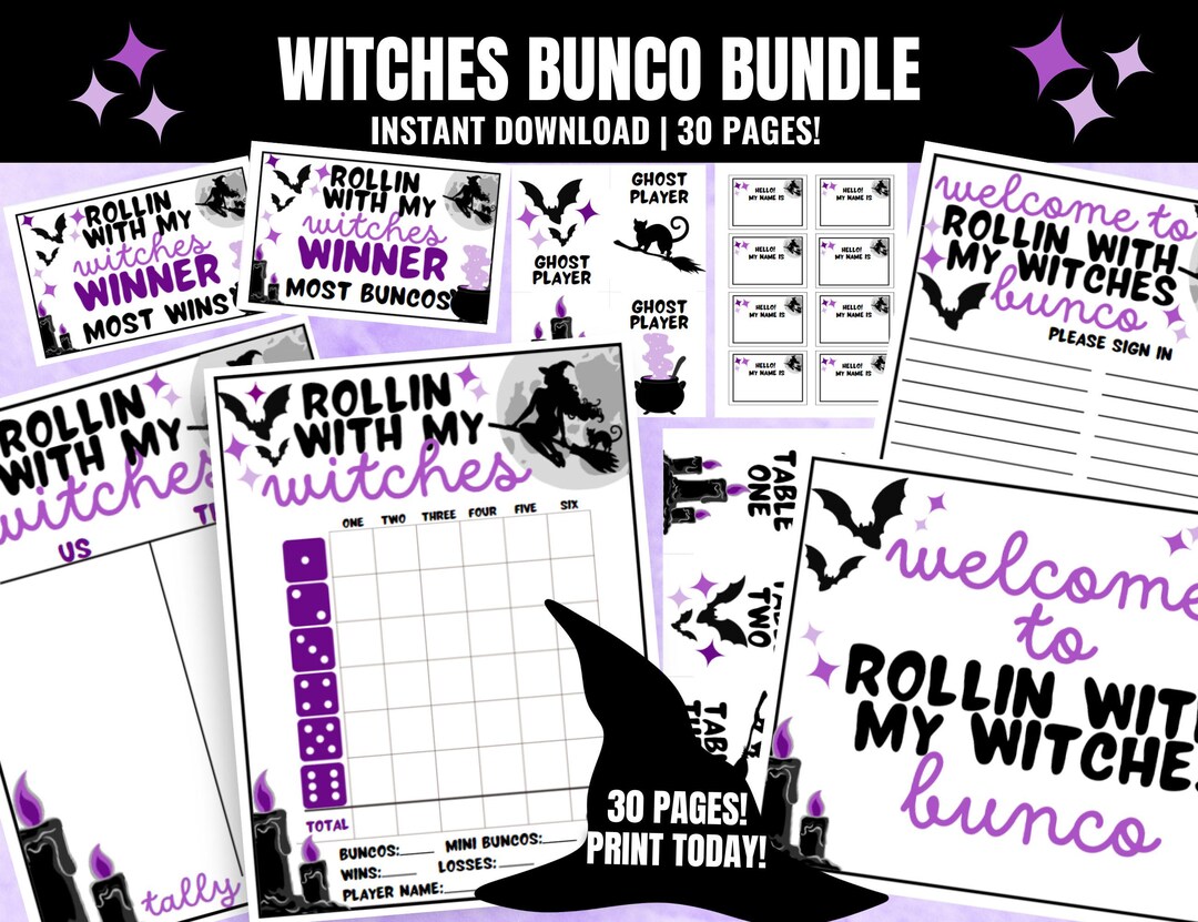 Halloween Witches Bunco MEGA Bundle: Printable Scorecards, Tally Sheets ...