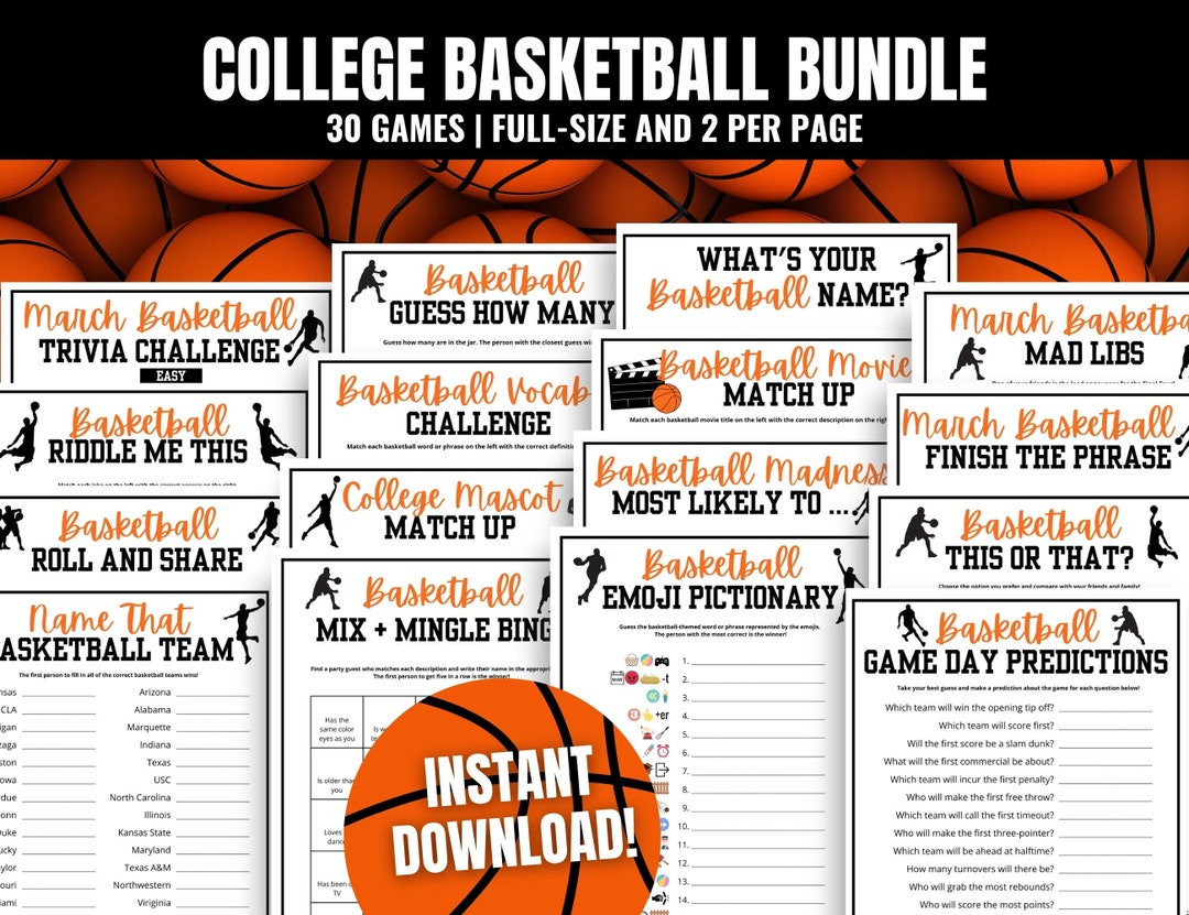 College Basketball MEGA Games Bundle: March Party Activities (digital ...