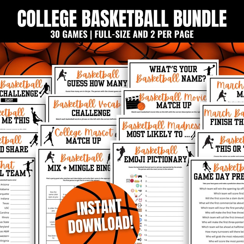 Basketball Printable Games - Etsy Australia