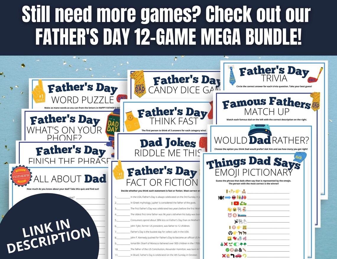 All About Dad Fathers Day Game Fun Fathers Day Idea for - Etsy