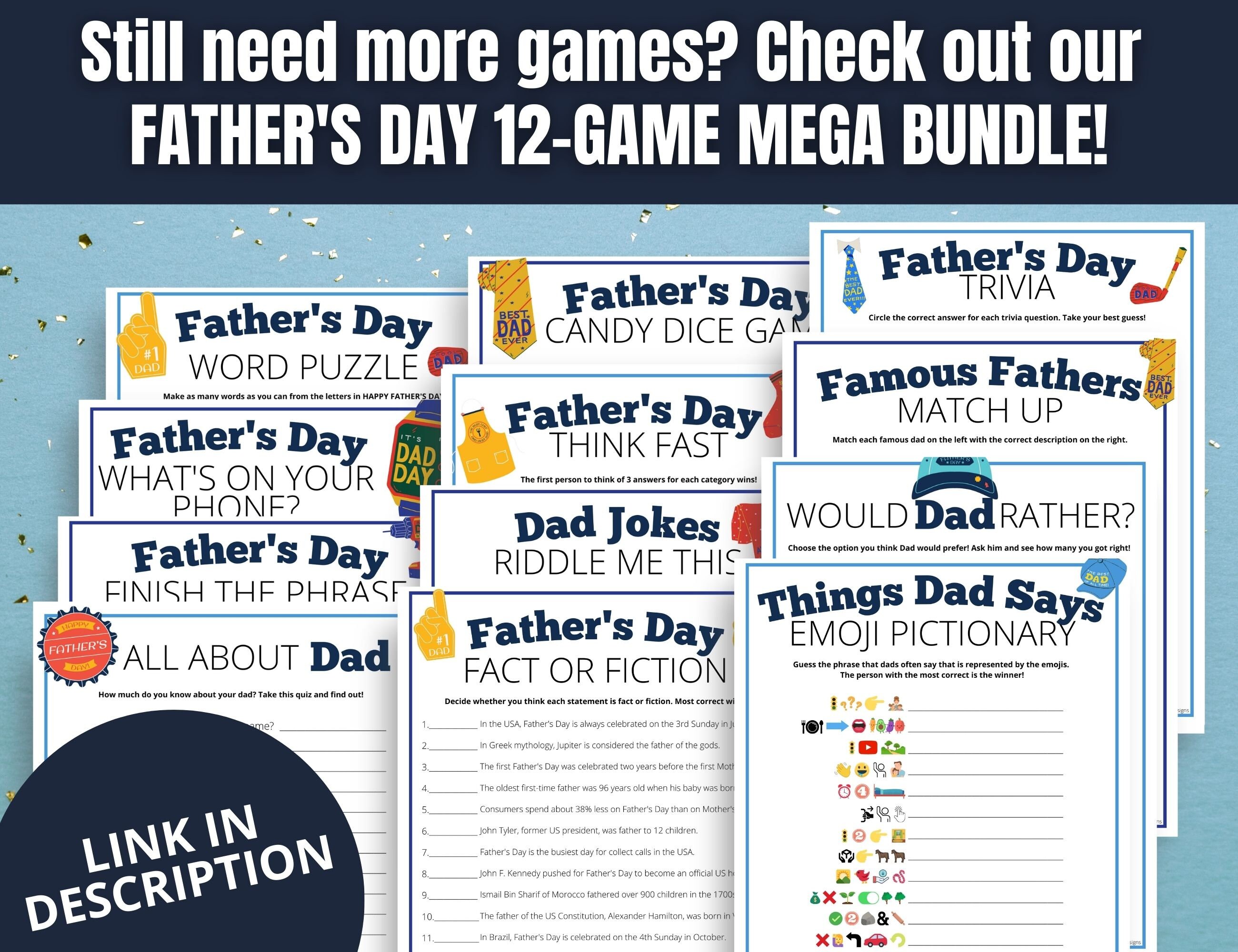 All About Dad Fathers Day Game Fun Fathers Day Idea for - Etsy