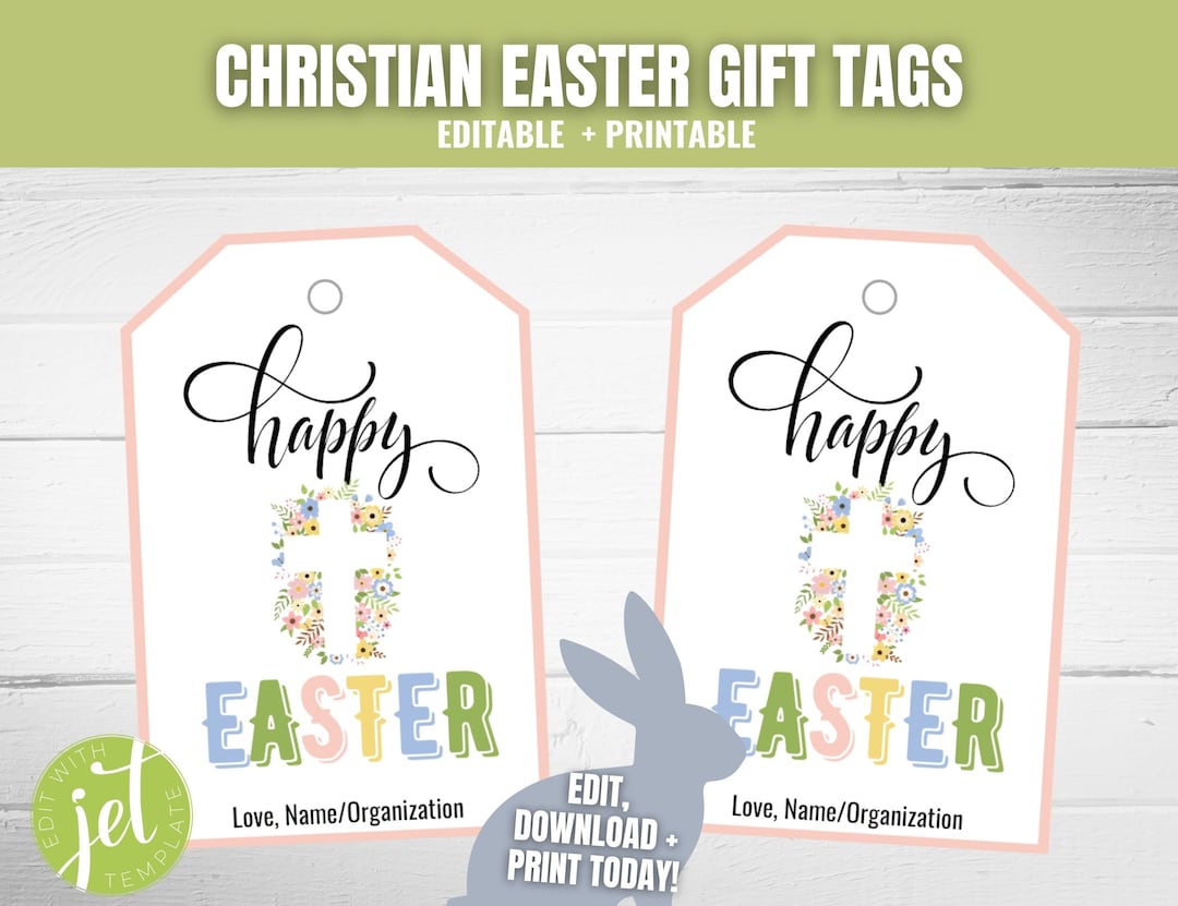 Christian Easter Gift Tag: Editable Bible Cross (digital Download) - Etsy
