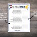 All About Dad Fathers Day Game, Fun Fathers Day Idea for Kids, Adults ...