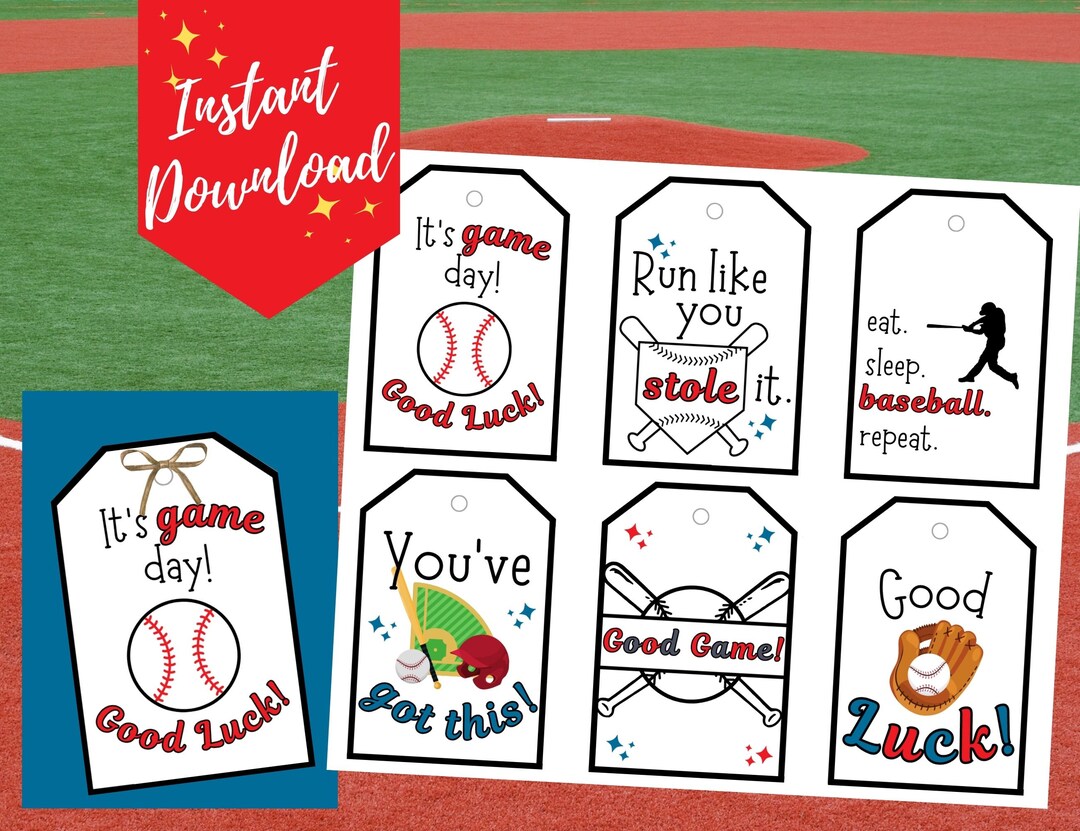 Baseball Treat Tags: Good Luck Team Snack Tags (PDF) - Etsy