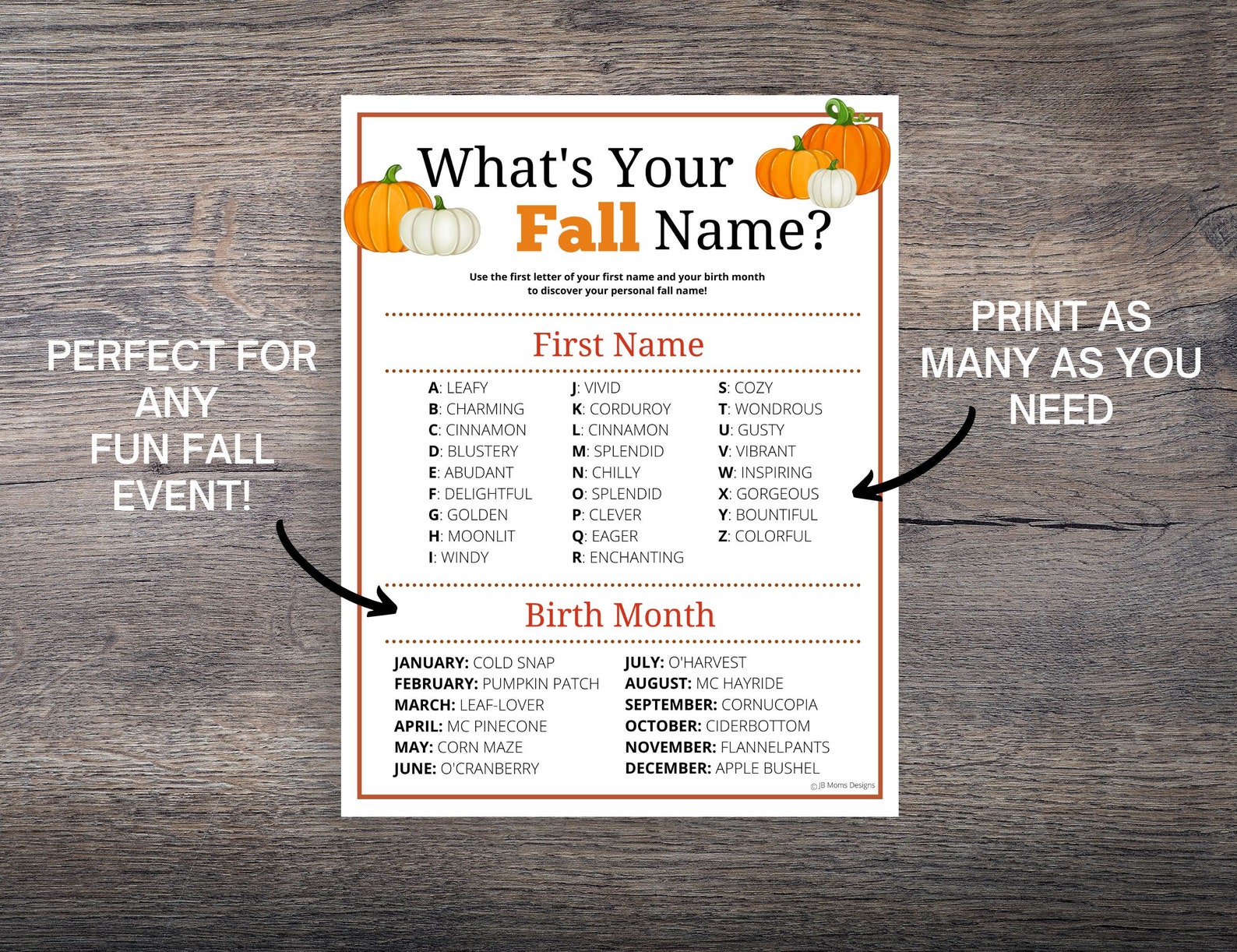 What's Your Fall Name Printable Fall Name Generator - Etsy