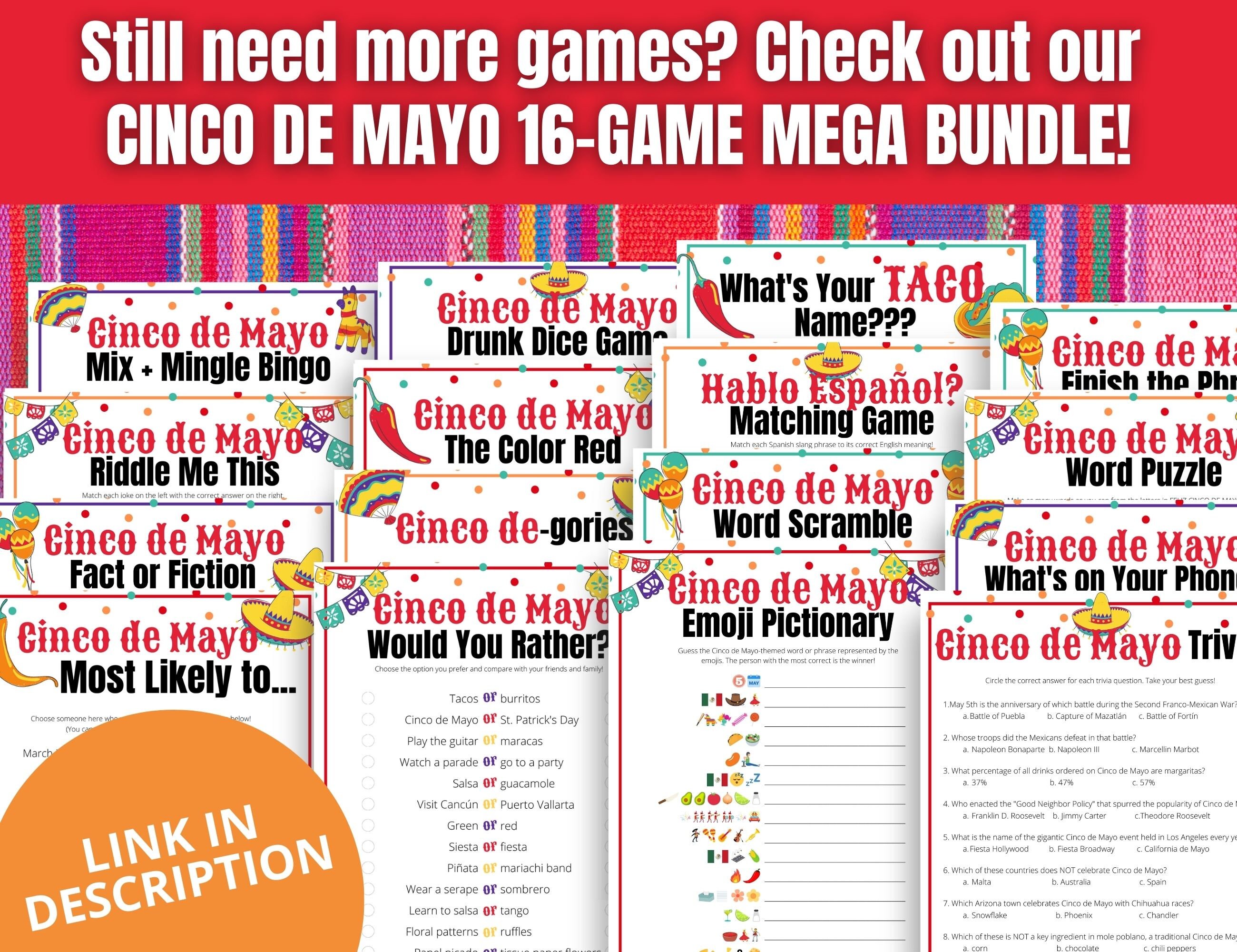 Cinco De Mayo Candy Dice Game Fun Cinco De Mayo Game for Kids - Etsy