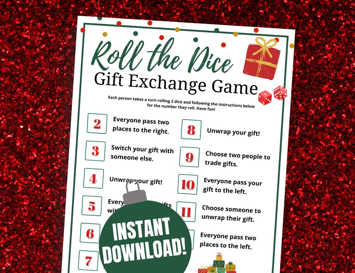 Holiday Roll the Dice Gift Exchange Game: Christmas Party Activity ...