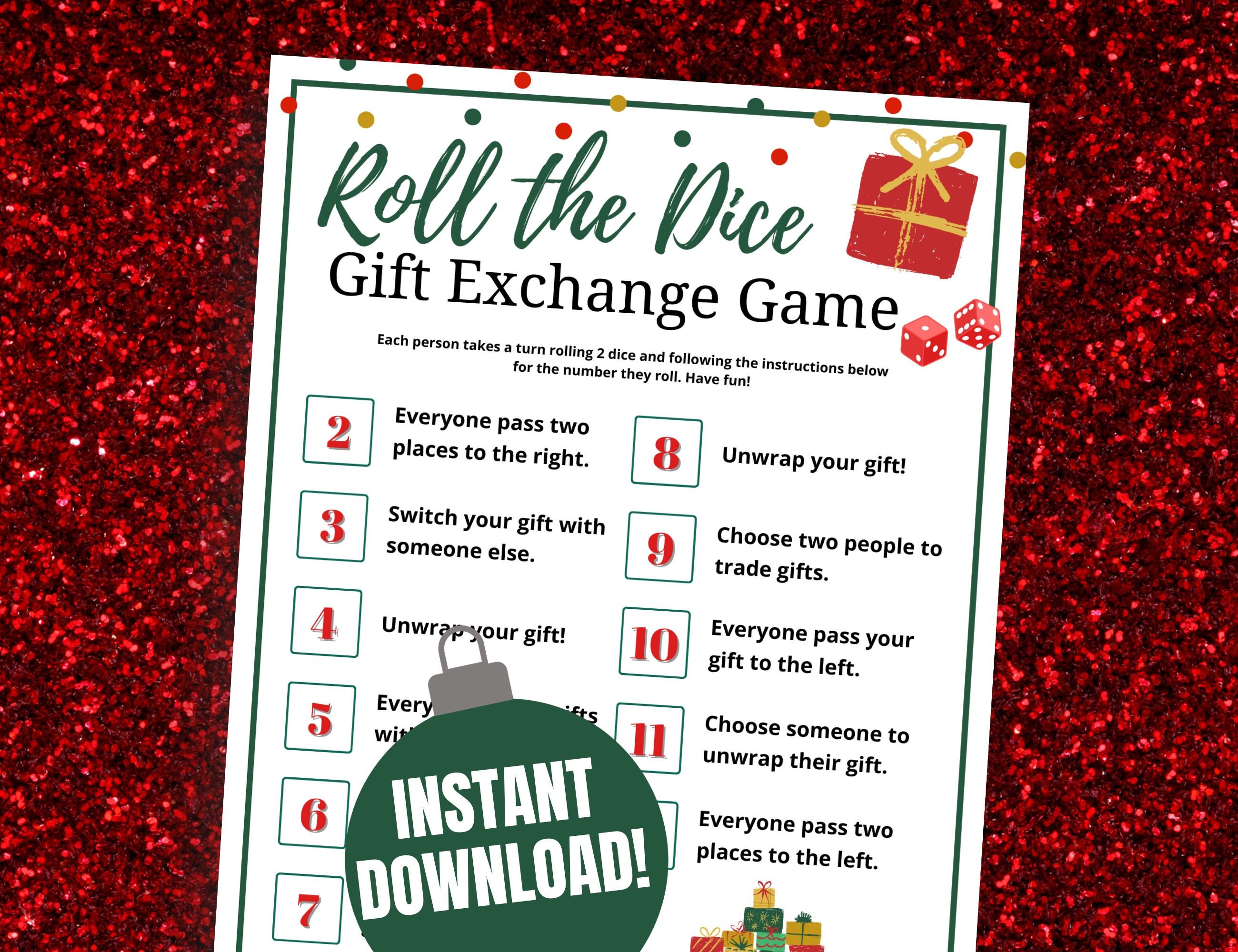 Holiday Roll the Dice Gift Exchange Game: Christmas Party Activity ...