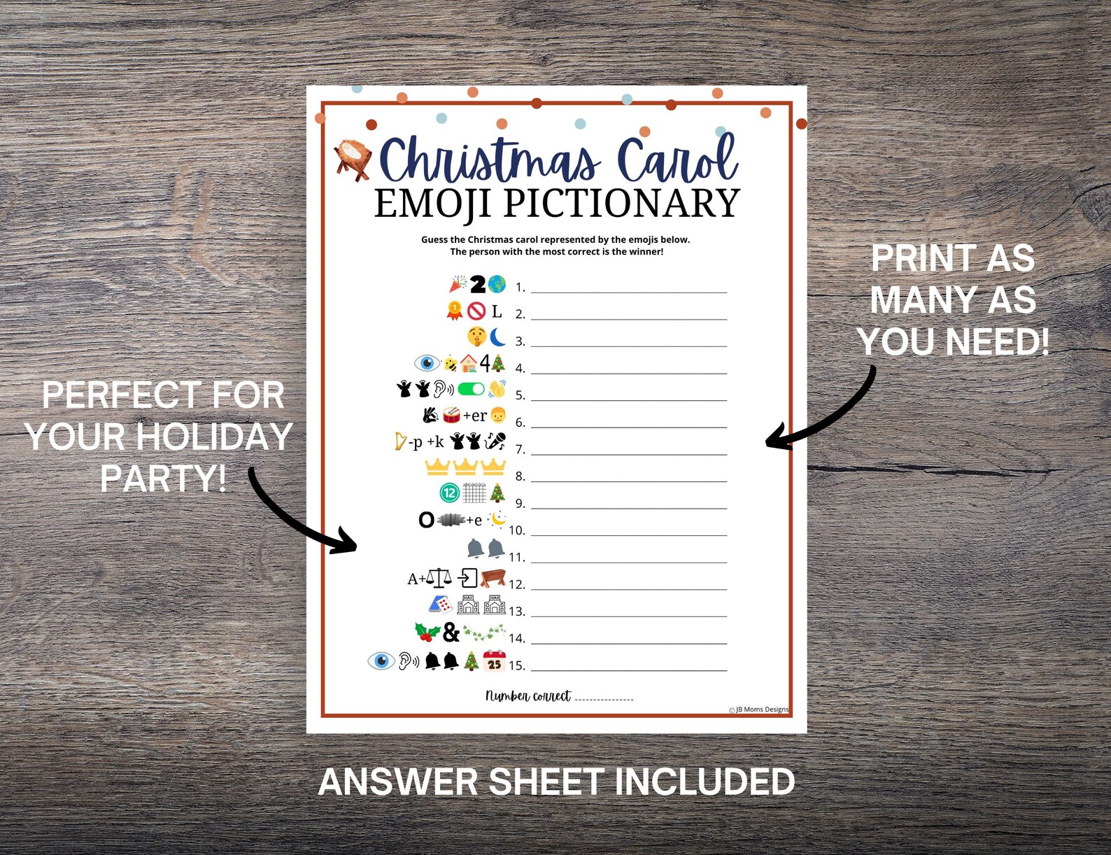 Christmas Carol Emoji Pictionary Game: Church Christmas Party (digital ...
