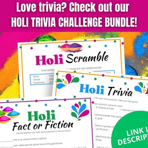 Holi Fact or Fiction Trivia Game Fun Holi Quiz Game How to - Etsy