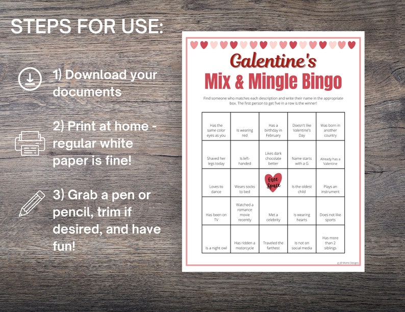 Galentines Mix & Mingle Bingo Game Galentines Day Party - Etsy