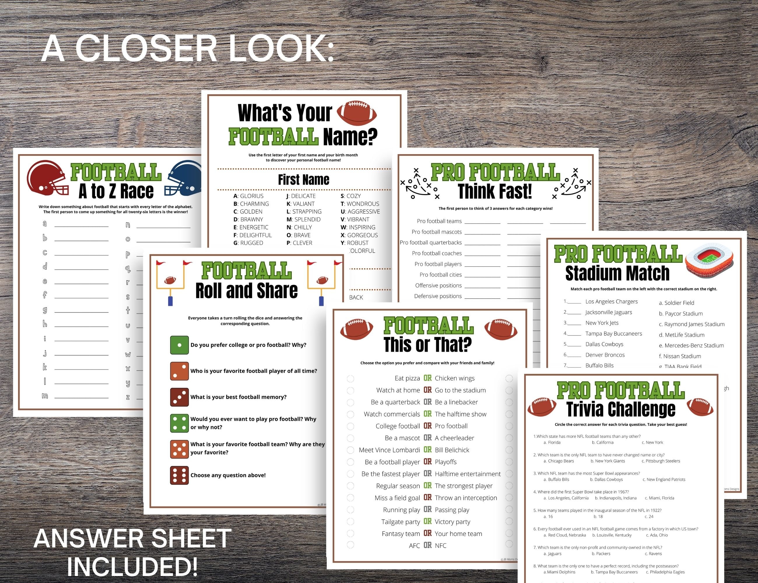 Pro Football Party MEGA Bundle: 30 Printable Games and Activities ...