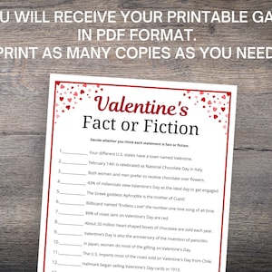 Valentine’s Fact or Fiction Game, Fun Valentine's Day Trivia Game ...