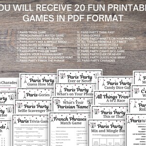 Paris Party Games: 20 Game Printable Activities Bundle (digital ...