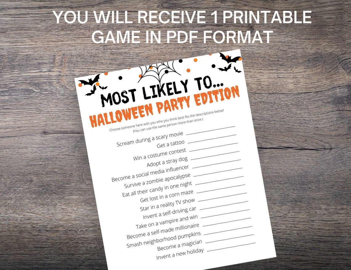 Halloween Most Likely to Game for Teen Halloween Party Adult - Etsy