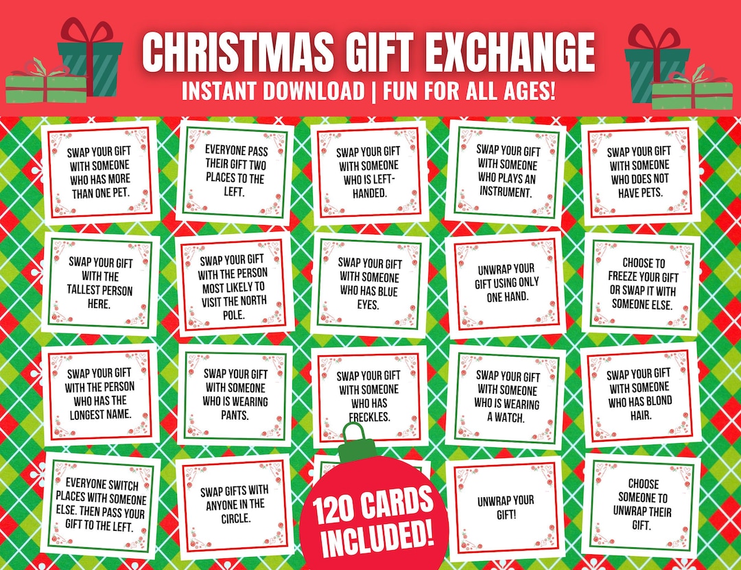 Christmas Gift Exchange Game, Holiday Party Cards (digital Download) - Etsy