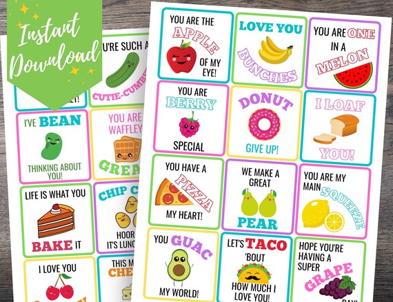 Printable Lunch Box Jokes for Kids Lunchbox Notes Funny - Etsy