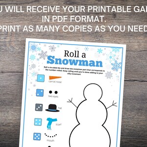 Winter Roll a Snowman: Printable Holiday Game for Kids (PDF) - Etsy