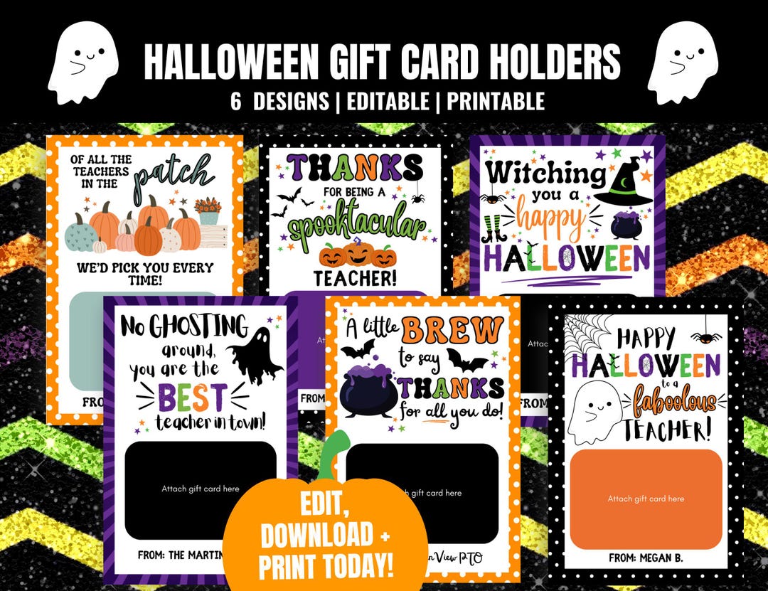 Halloween Teacher Gift Card Holders, Halloween Teacher Gift, Coffee ...