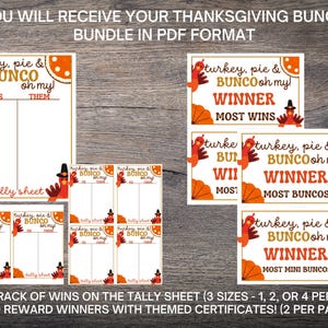 Thanksgiving Bunco Party Bundle: Printable Scorecards, Tally Sheets ...