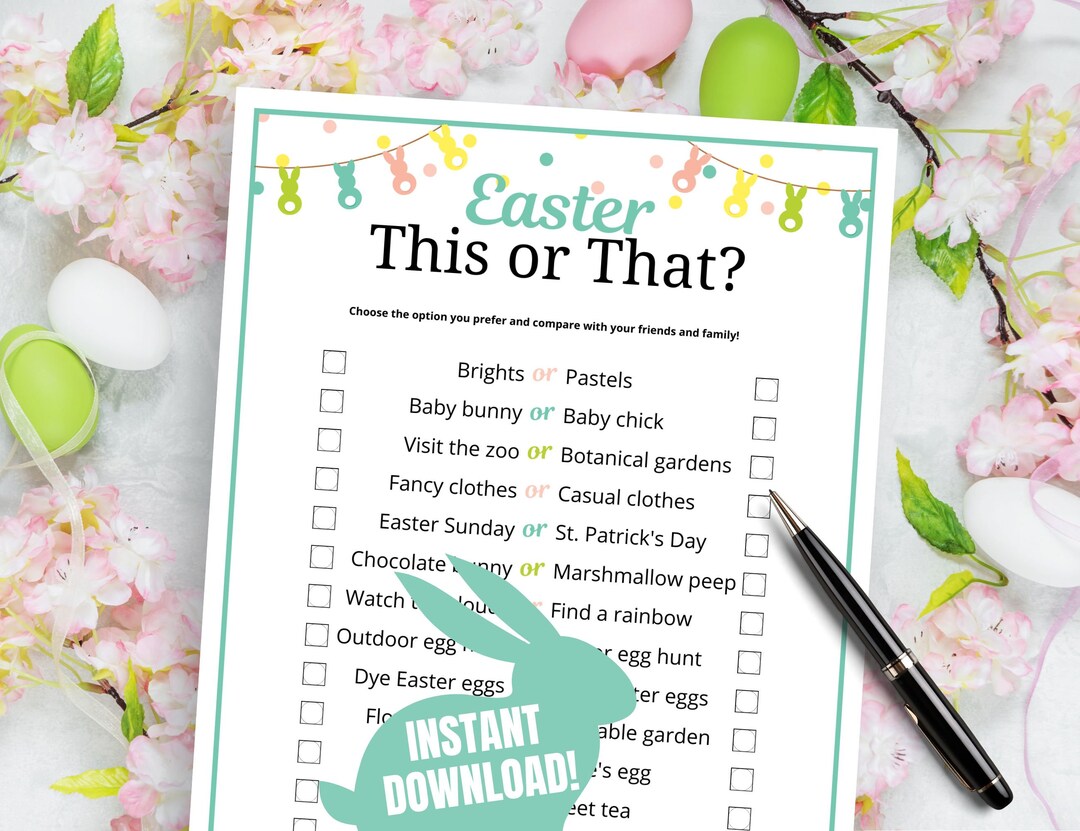 Easter This or That Game, Easter Would You Rather Game, Fun Easter Game ...
