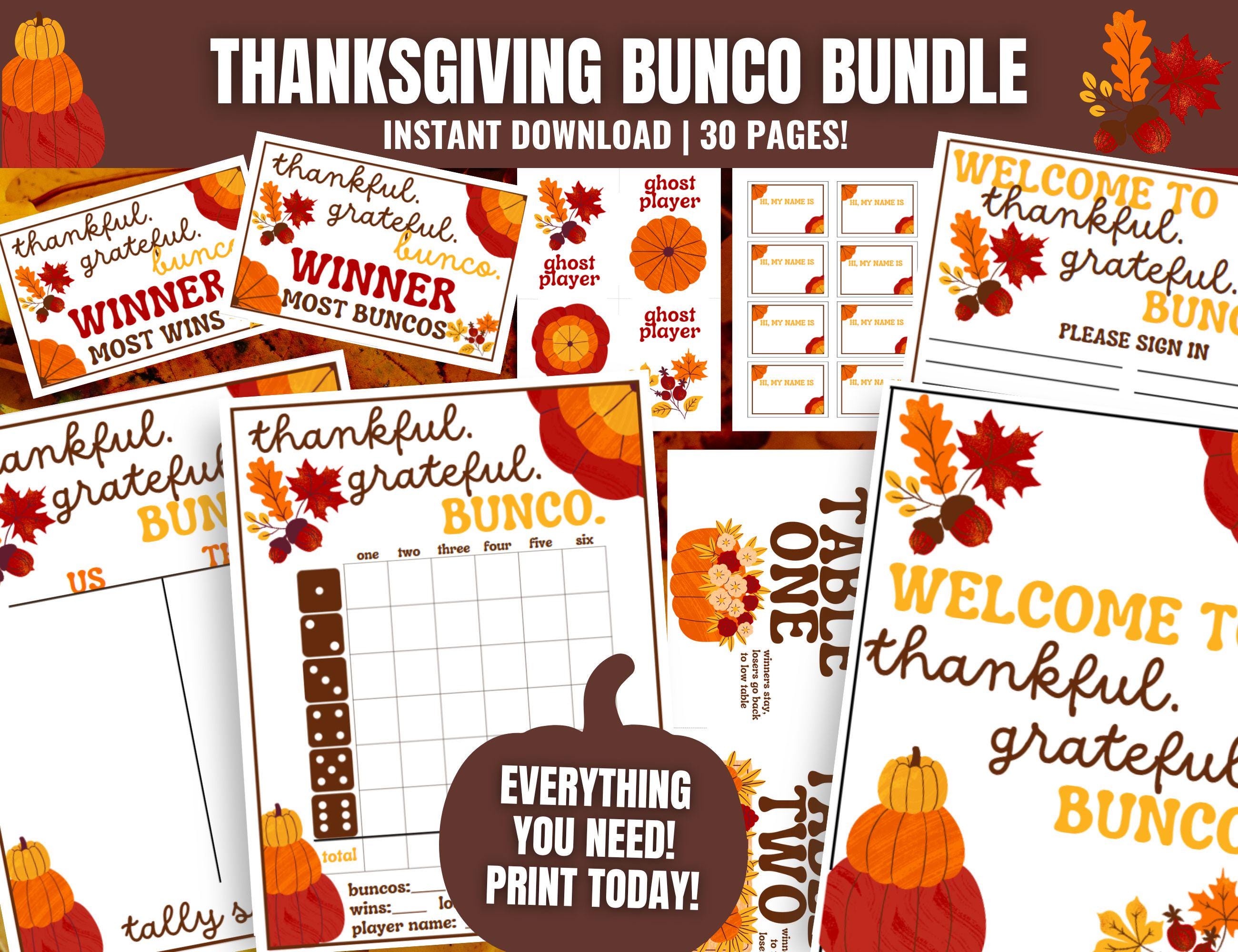 Thanksgiving Bunco MEGA Bundle: Printable Scorecards, Tally Sheets and ...