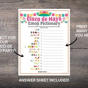 Cinco De Mayo Emoji Pictionary Game, Cinco De Mayo Party Game for ...