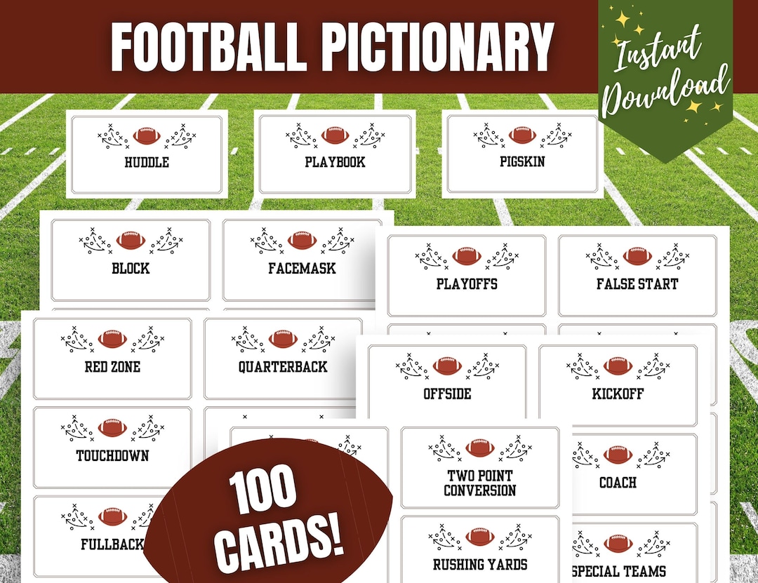 Football Pictionary Cards: Party Game (printable) - Etsy