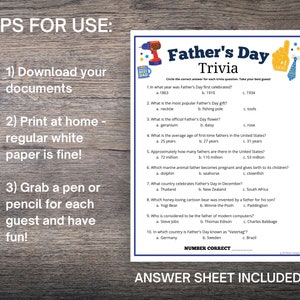 Father's Day Trivia Game Printable for Kids & Adults, Father's Day ...