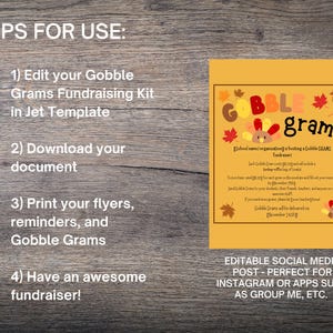 Thanksgiving Gobble Grams Fundraising Kit: Editable PTA PTO School or ...