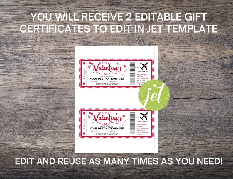 Valentine's Boarding Pass Template: Editable Surprise Trip Ticket ...