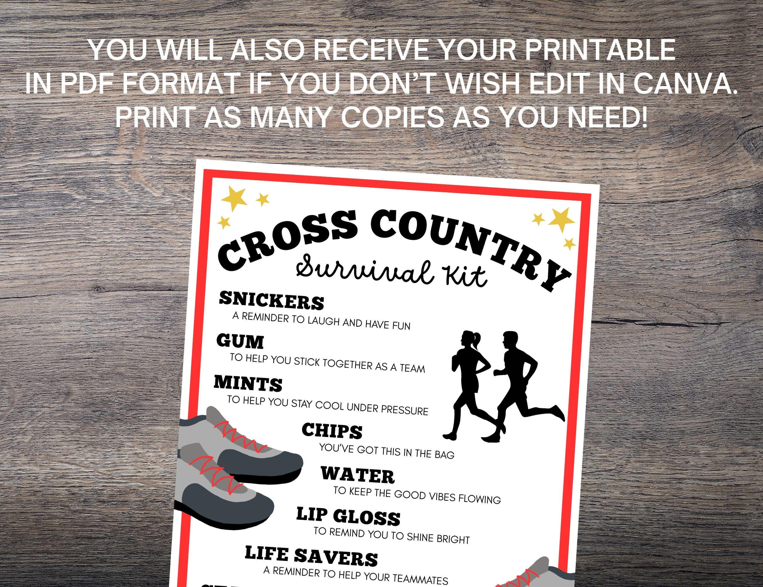 Cross Country Survival Kit Printable: Editable Team Gift (digital ...
