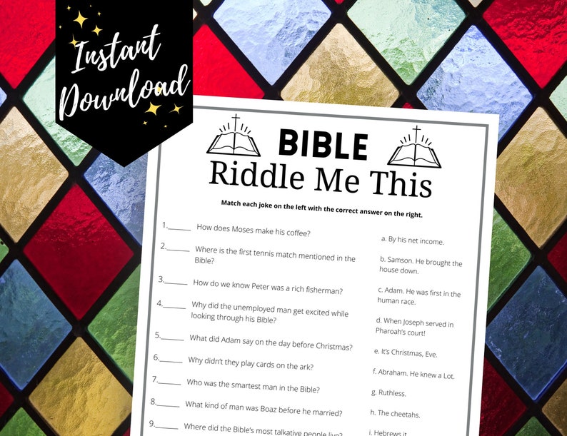 Bible Riddle Me This Game Fun Printable Bible Game for Kids - Etsy