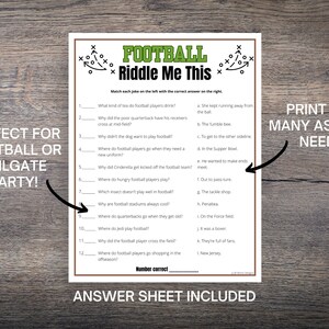 Funny Football Riddle Game: Party Jokes (PDF Download) - Etsy