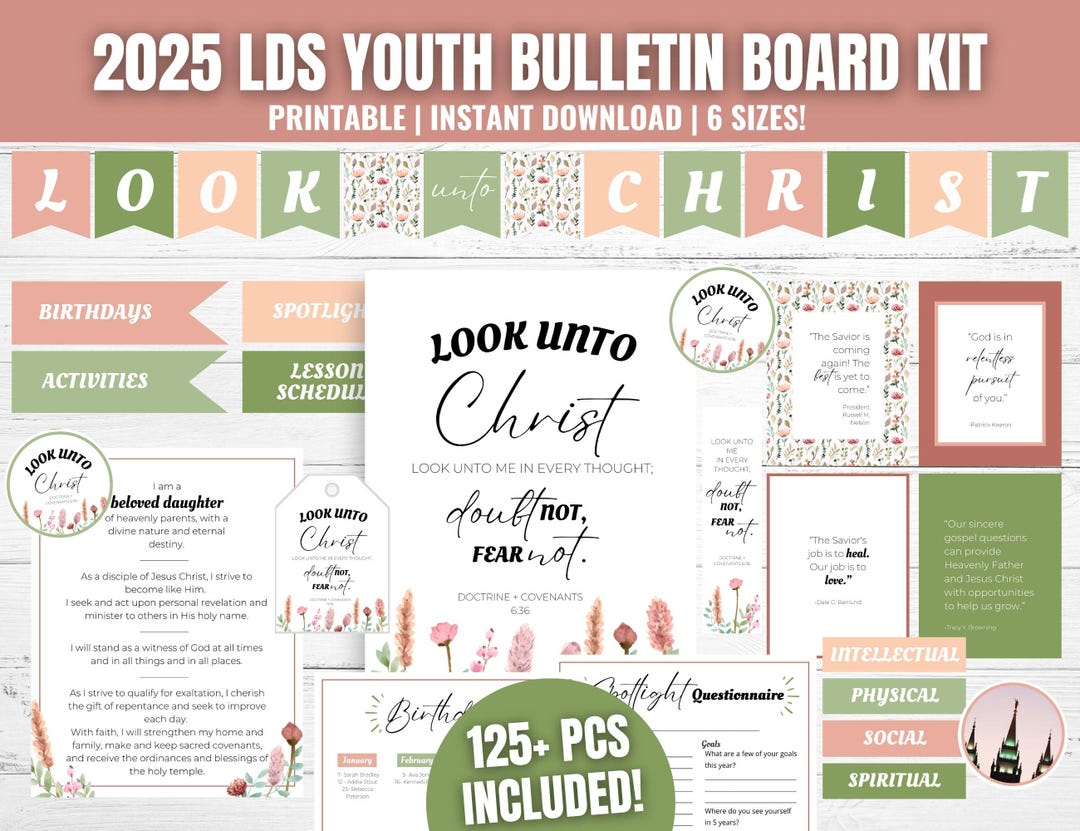 2025 LDS Young Women Bulletin Board Kit: Look Unto Christ Youth Theme ...
