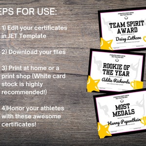 Editable Gymnastics Award Certificates: Team Party End of Season Awards ...