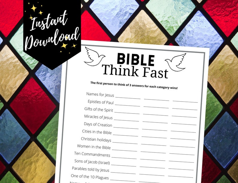 Bible Think Fast Game: Sunday School Activity (digital Download) - Etsy
