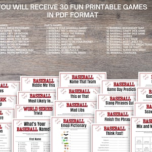Baseball Party Games Bundle: 30 Printable Baseball-themed Games and ...