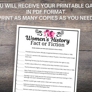Women's History Month Fact or Fiction Game, Women's History Month ...