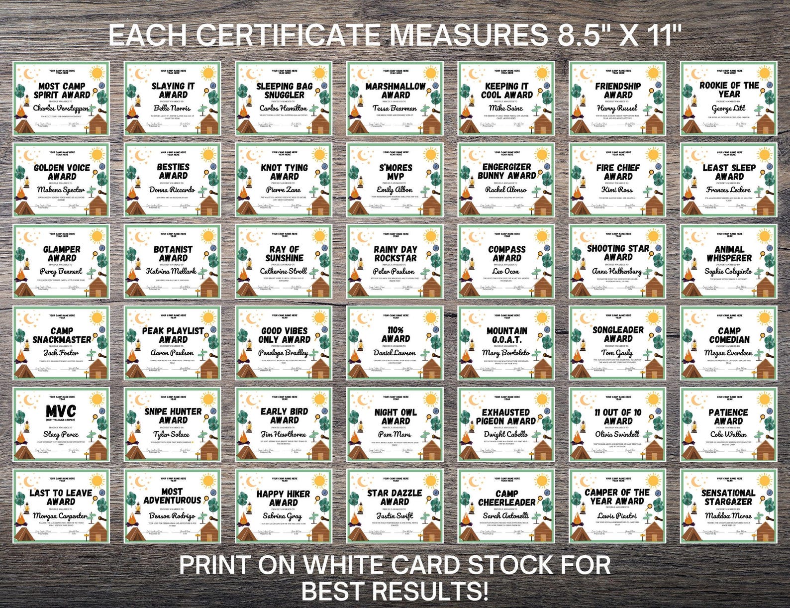 Editable Summer Camp Awards: Printable Certificates (instant Download ...