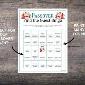 Passover Find the Guest Bingo Game, Passover Human Bingo Group Game ...