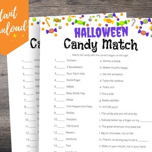 Halloween Candy Match Game, Candy Slogan Trivia Game, Halloween Candy ...