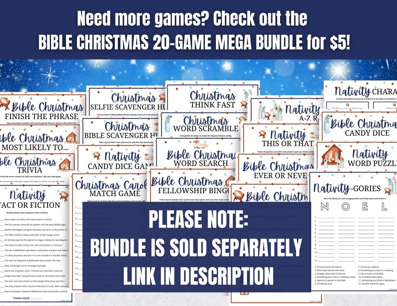 Bible Christmas Fellowship Bingo Game: Church Icebreaker (digital ...