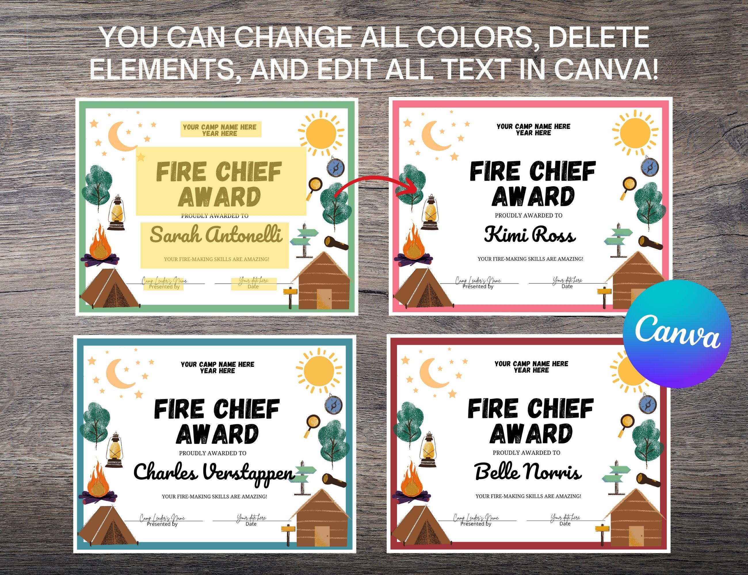Editable Summer Camp Awards: Printable Certificates (instant Download ...